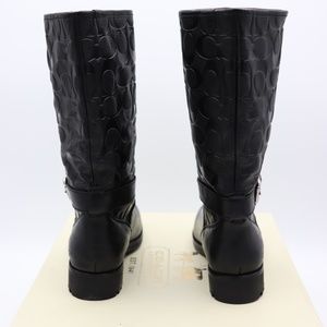 Coach | Shoes | Coach Vera Signature Logo Black Leather Boots | Poshmark